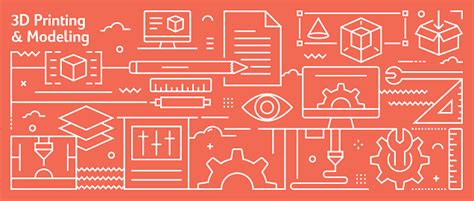 트렌디 한 선형 스타일의 벡터 3d 인쇄 및 모델링 배너 디자인 웹 페이지 배너 프리젠 테이션라인 아트 스타일 추상 패턴 3차원 인쇄에 대한 스톡 벡터 아트 및 기타 이미지