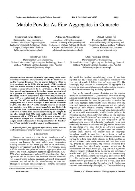 Pdf Marble Powder As Fine Aggregates In Concrete