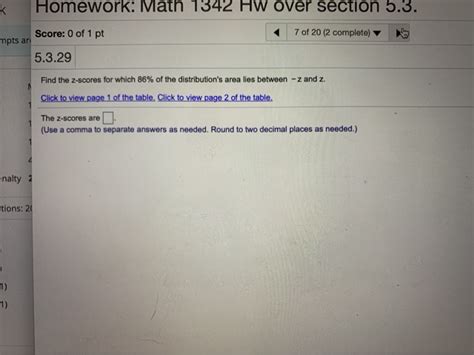 Solved K Homework Math 1342 Hw Over Section 5 3 7 Of 20 2