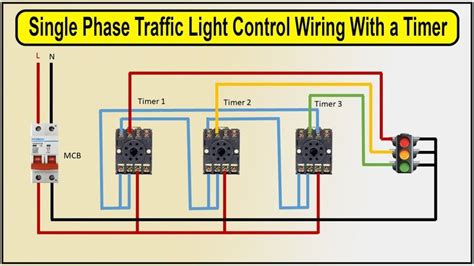 Single Phase Traffic Light Control Wiring Diagram With A Timer Street