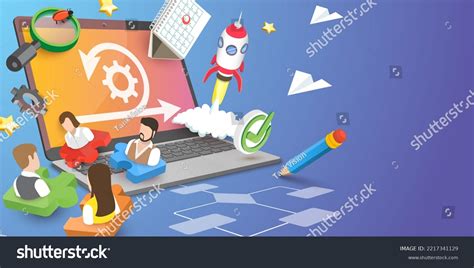 3d Conceptual Illustration Agile Development Software Stock