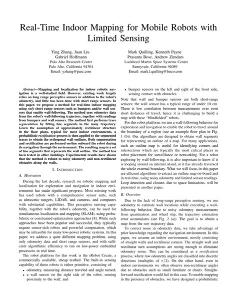 Pdf Real Time Indoor Mapping For Mobile Robots With Limited Sensing