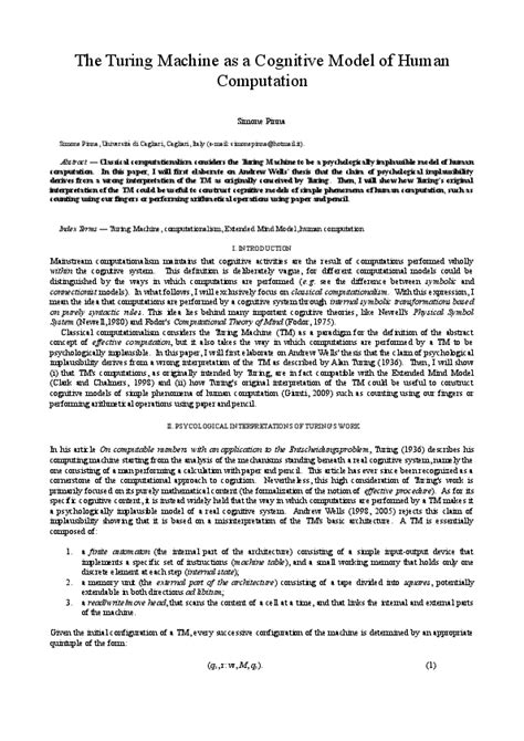 pdf the turing machine as a cognitive model of human computation