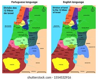 Mapa De Las 12 Tribus De Israel Más De 4 Vectores De Stock Y Arte