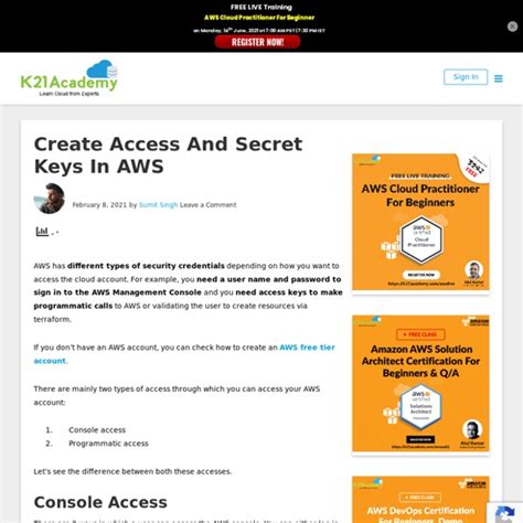 how to create access keys and secret keys in aws pearltrees