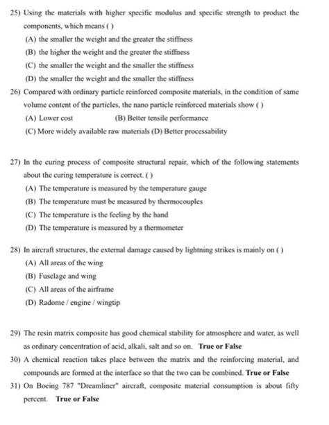Solved 25 Using The Materials With Higher Specific Modulus