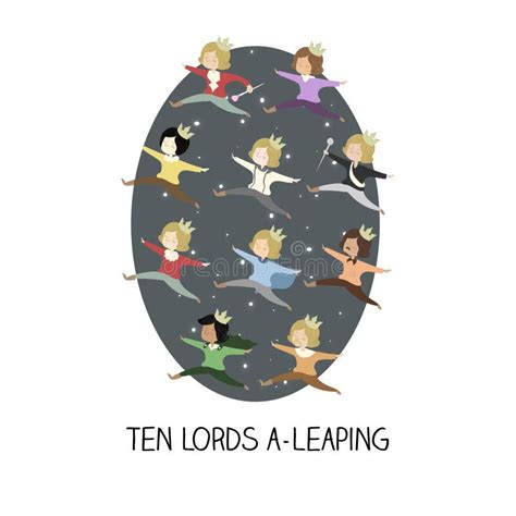 12 Day Of Christmas Ten Lords A Leaping Stock Illustration
