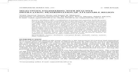 Pdf Selectivity Engineering With Reactive Distillation Determination · · 2017 08