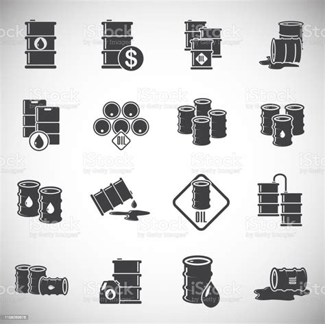 그래픽 및 웹 디자인에 대 한 배경에 설정 된 오일 배럴 아이콘입니다 간단한 그림 웹 사이트 버튼 또는 모바일 앱에 대한 인터넷 개념 기호입니다 0명에 대한 스톡 벡터 아트