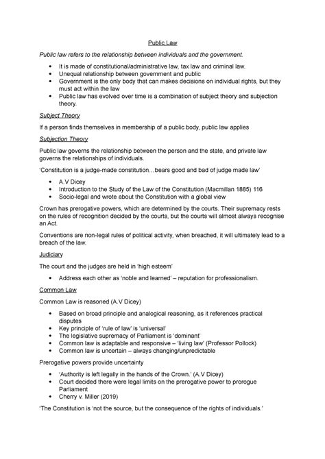 Public Law Lecture 1 Public Law Public Law Refers To The Relationship Between Individuals