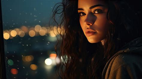 Premium Ai Image Emotive Visual A Stunning Darkhaired Girl With