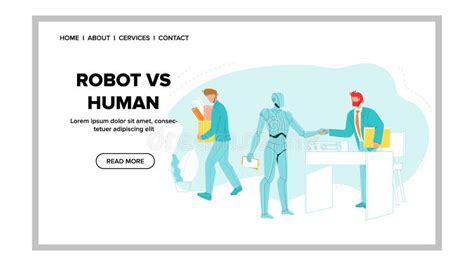 Robot Vs Human Future Replacement Conflict Vector Stock Vector Illustration Of Page Hand
