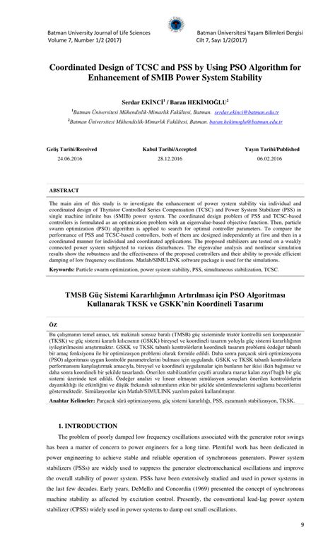 Pdf Coordinated Design Of Tcsc And Pss By Using Pso Algorithm For Enhancement Of Smib Power