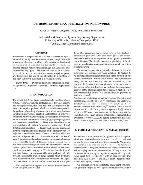 Pdf Distributed Min Max Optimization In Networks