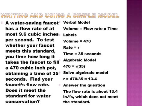 Problem Solving Using Algebraic Models Ppt