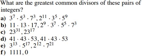 Solved What Are The Greatest Common Divisors Of These Pairs