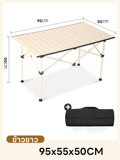 Folding Tables And Chairs โต๊ะแคมป์ปิ้ง โต๊ะสนาม ม้วนเก็บได้ โครงเหล็ก พับเก็บได้ กลางแจ้ง ในร่ม