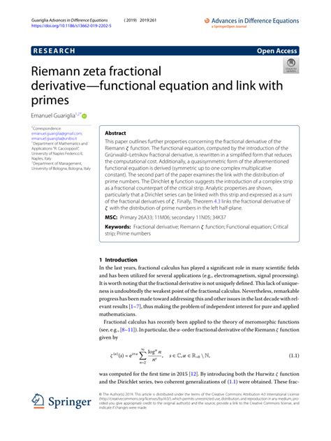 Pdf Riemann Zeta Fractional Derivative—functional Equation And Link With Primes