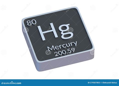 Mercury Hg Chemical Element Of Periodic Table Isolated On White Background Metallic Symbol Of