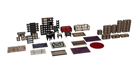 different furniture blocks detail layout sketch up file
