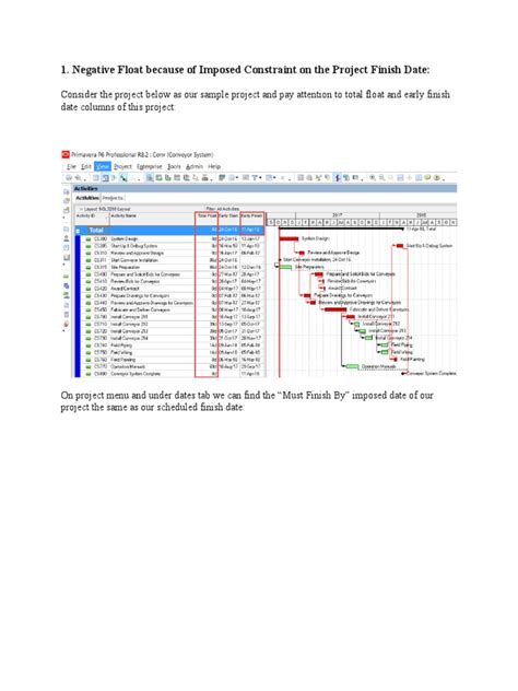 Negative Float Because Of Imposed Constraint On The Project Finish Date