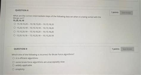 Solved Question 8 What Are The Correct Intermediate Steps Of