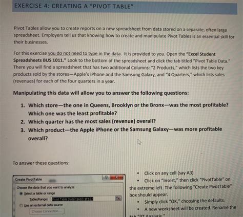 Solved EXERCISE CREATING A PIVOT TABLE Pivot Tables Chegg
