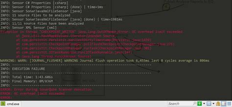 Sonarqube Scannersmsbuild執行掃描時出現記憶體不足sonarqube Javalangoutofmemoryerror Gc Overhead Limit