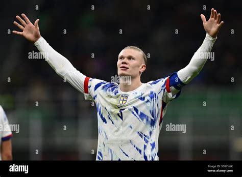Erling Haaland Nor Celebrates After Scoring The Goal Of 1 3 During