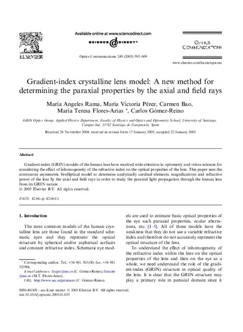 Pdf Gradient Index Crystalline Lens Model A New Method For