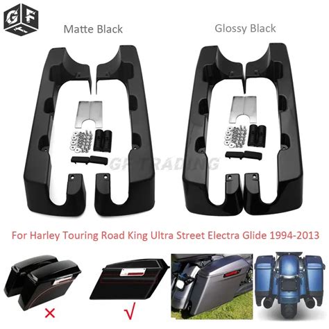 할리 투어링 로드 글라이드 킹 1994 2013 용 오토바이 Abs 안장 가방 확장 커버 유광 및 무광 블랙 하드 스트레치 4 인치커버 And 장식품 쇠시리