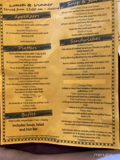 Menu Of Teresas Place In Dillwyn Va 23936