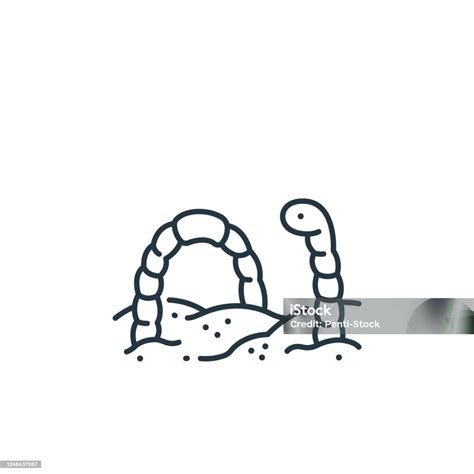 지렁이 벡터 아이콘입니다 지렁이 편집 가능한 스트로크 웹 및 모바일 앱 로고 인쇄 매체에 사용하기 위한 지렁이 선형 기호입니다 얇은 선 그림 벡터 격리 된 윤곽선 도면입니다