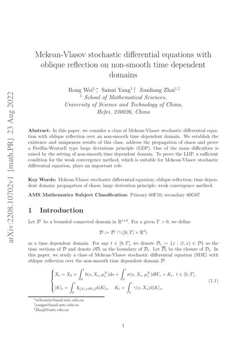 Pdf Mckean Vlasov Stochastic Differential Equations With Oblique