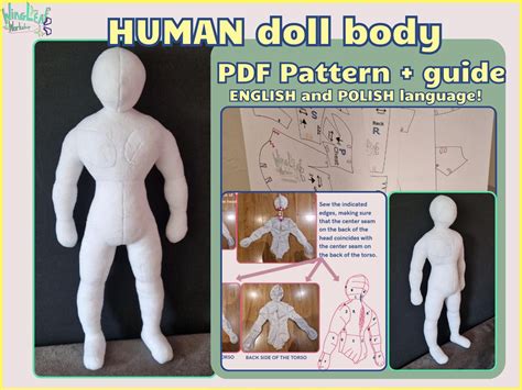 Plush 50cm Doll Body Pdf Pattern Detailed Instructions Guide For Sewing Your Own Plushie Human