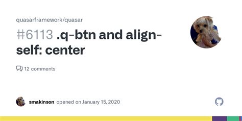 Q Btn And Align Self Center · Issue 6113 · Quasarframeworkquasar