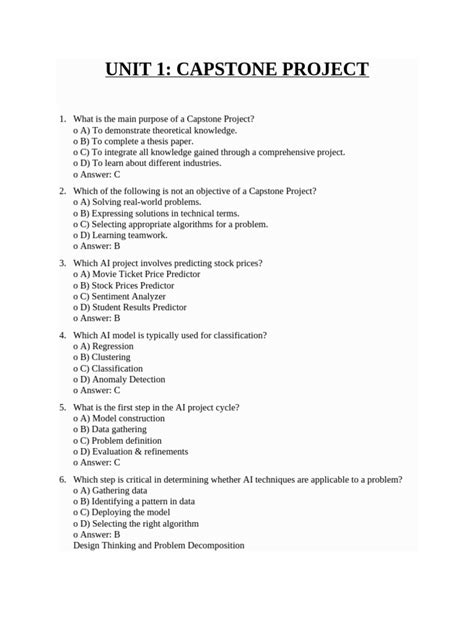 Unit 1 Capstone Project Answer Key Pdf Cross Validation
