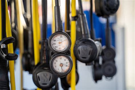 Scuba Air Manometer Diving Equipment On The Dive Boat Editorial Photo Image Of Cylinder