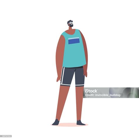 패럴림픽 블라인드 선수 백인 배경에 고립 된 유니폼을 입은 장애인 스포츠맨 캐릭터 부상을 입은 젊은 남자 Championship에 대한 스톡 벡터 아트 및 기타 이미지