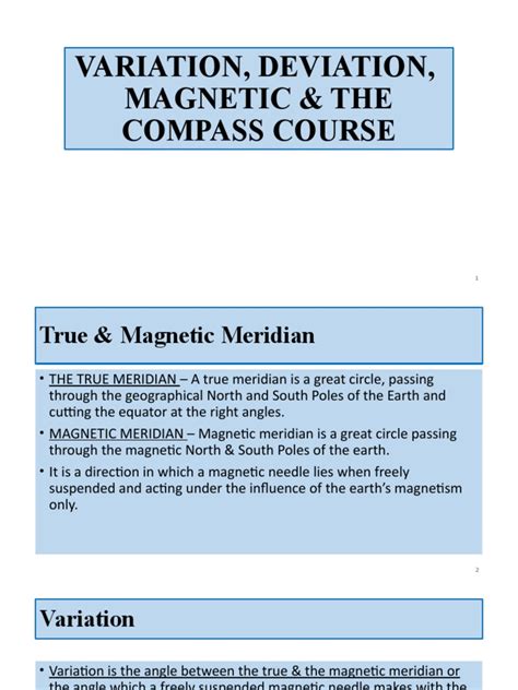 Cp 1 5 Ppt Variation Deviation Mag And Comp Course Pdf Compass