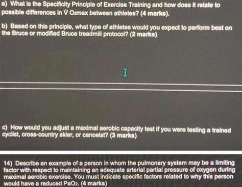 Solved A What Is The Specificity Principle Of Exercise