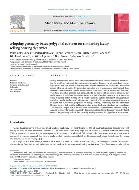 Pdf Adapting Geometry Based Polygonal Contacts For Simulating Faulty