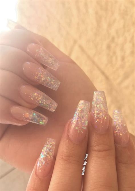 Clear Glitter Nails