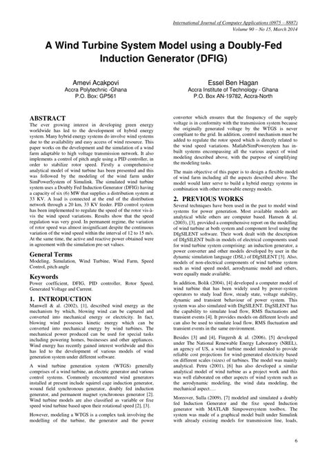 Pdf A Wind Turbine System Model Using A Doubly Fed Induction