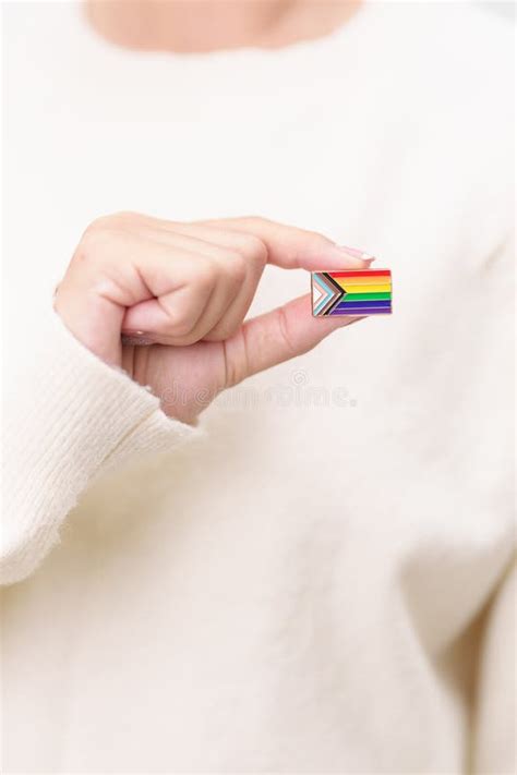 Happy Pride Month And Lgbt Or Lgbtq Or Lgbtqia With Rainbow Flag Brooch