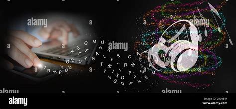 Text To Music Concept By Generative Ai Language Audio Model Technology Hands Using Smartphone