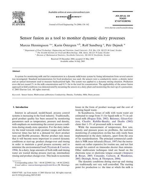 PDF Sensor Fusion As A Tool To Monitor Dynamic Dairy Processes DOKUMEN TIPS