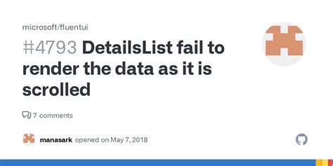 Detailslist Fail To Render The Data As It Is Scrolled · Issue 4793 · Microsoftfluentui · Github