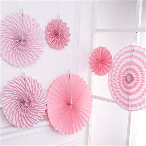Colorful Hanging Paper Fans For Party Decorations