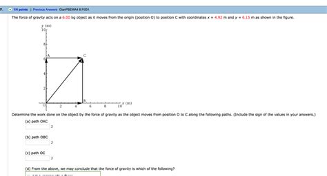 Solved The Force Of Gravity Acts On A 6 00 Kg Object As It